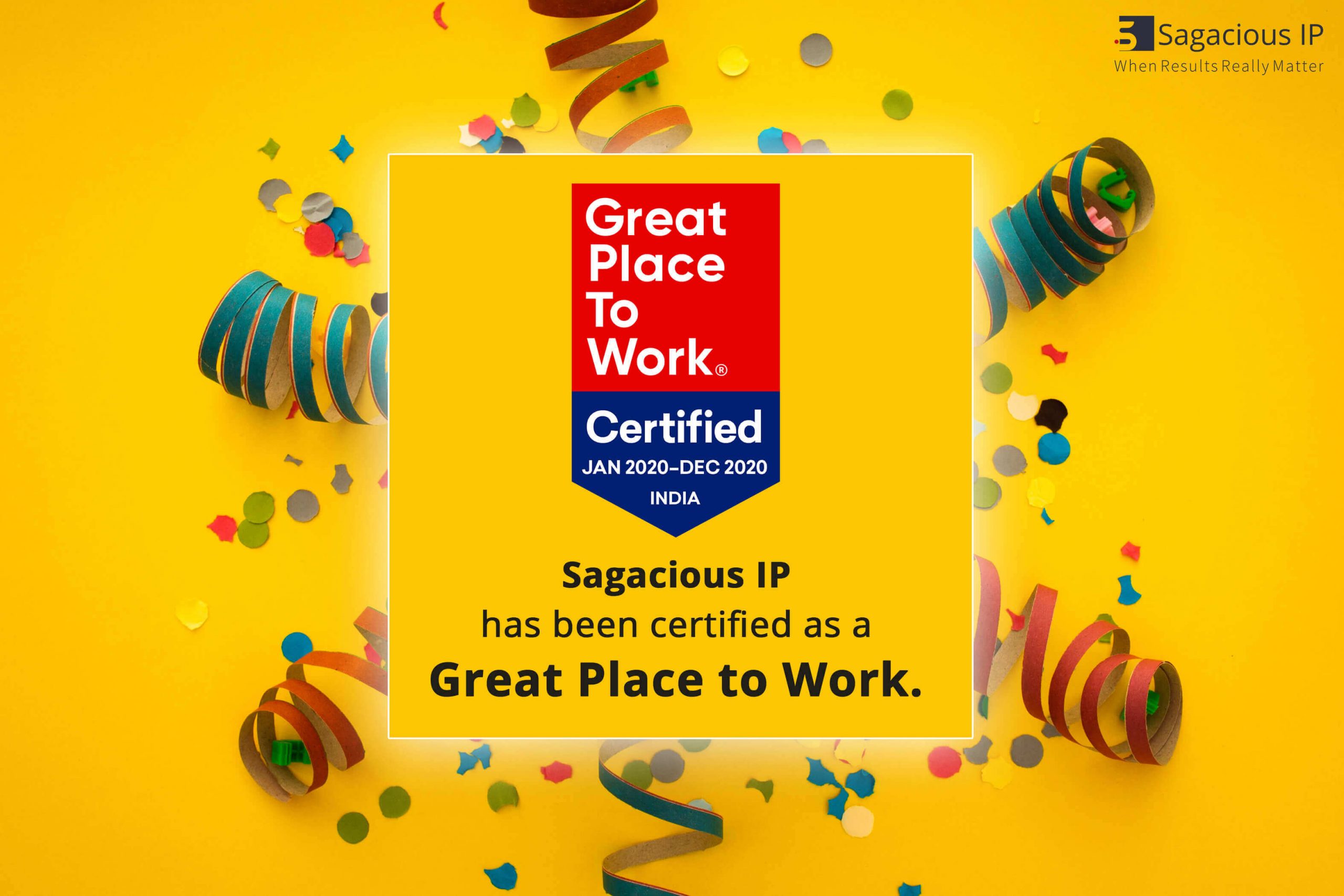 Sagacious IP Certified as a Great Place To Work in 2020 - Sagacious IP